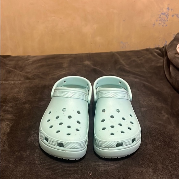 CROCS | Shoes | Crocs Blue Platform Shoes With Perforated Design | Poshmark